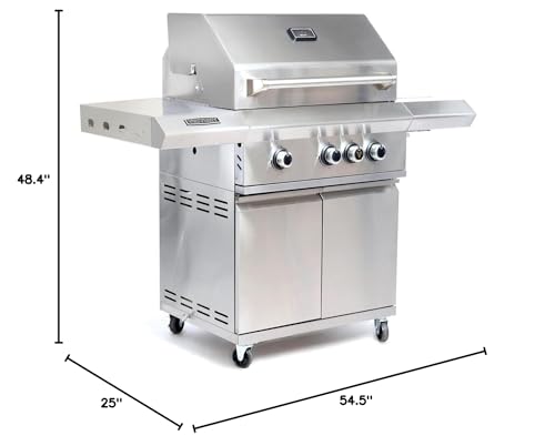 Victory 3-Burner Propane Gas Grill With Infrared Side Burner - BBQ ...