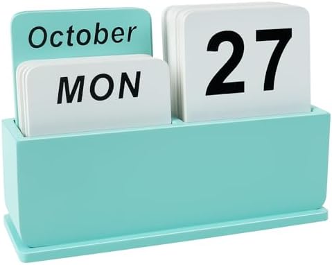 Amazon.com : EASEYA Wooden Block Calendar for Desk, Daily Desktop ...