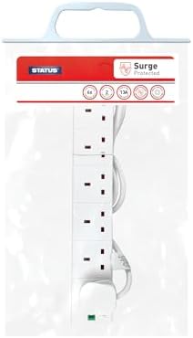 STATUS Multi Plug Extension, 6 Socket Extension Cable, 2m Extension ...