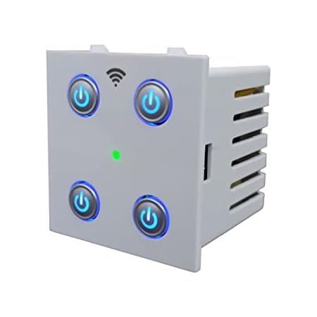 TEQOOZ® 4-Switch Smart Wi-Fi + Bluetooth Touch Switch (Black) (6 Amp ...