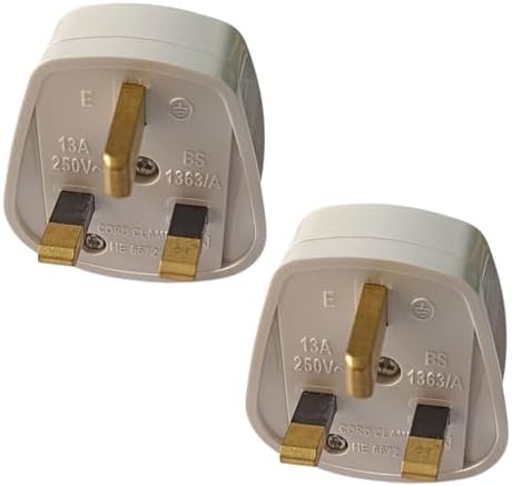 Vadda Bai 2 Pcs. UK Mains Top Plug 3 Pin 13A 250V Fused Grounded Power ...