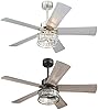 YOUKAIN Brushed Nickel Ceiling Fan, 48 Inch Modern Crystal Ceiling Fan ...