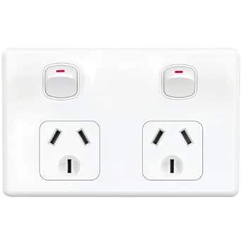 Gerintech Double Power Point, GPO Power Outlet 250V, 10A (White, 10 pcs ...