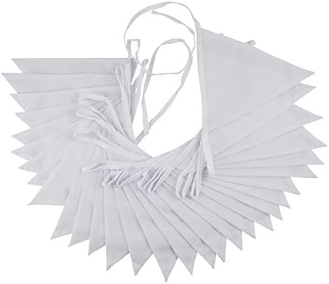 Amazon.com: Yalulu Retro White Cotton Bunting Flag Banner Pennant ...