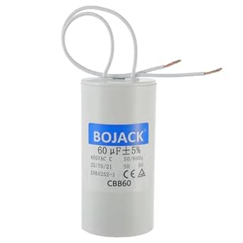 Amazon.com: BOJACK Run Capacitor 60 uF 450V AC 60 MFD CBB60 2 Wire 50/60Hz Cylinder Motor Run ...