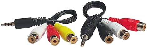 Cabletech Aux Male Plug to 3RCA Female Audio Video AV Cable Length 17cm ...