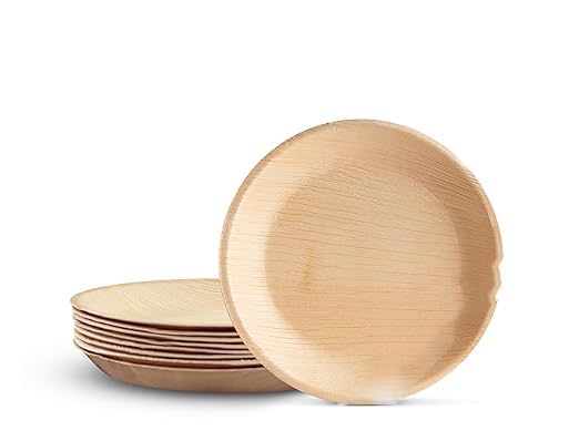 SANGEETA Food and Packaging Disposable Palm Leaf Plates - Medium Round ...