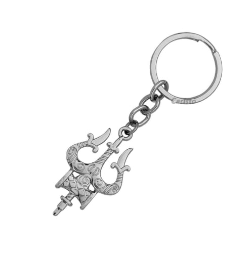 Caristo Lord Shiv Trishul Damru Mahadev Mahakal (KC-198) Silver Metal ...