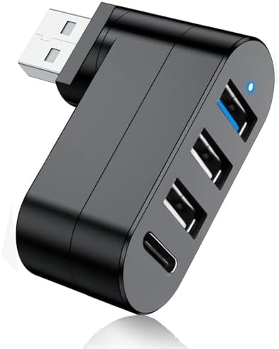 Amazon.com: USB 3.0 Hub [90°/180° Degree Rotatable] 4 Ports, USB ...