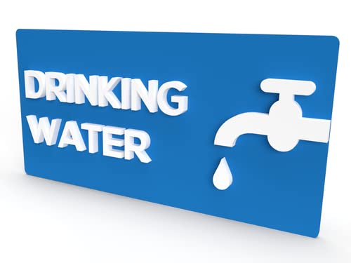 Drinking water sign board, Acrylic board fixed with waterproof sticker ...