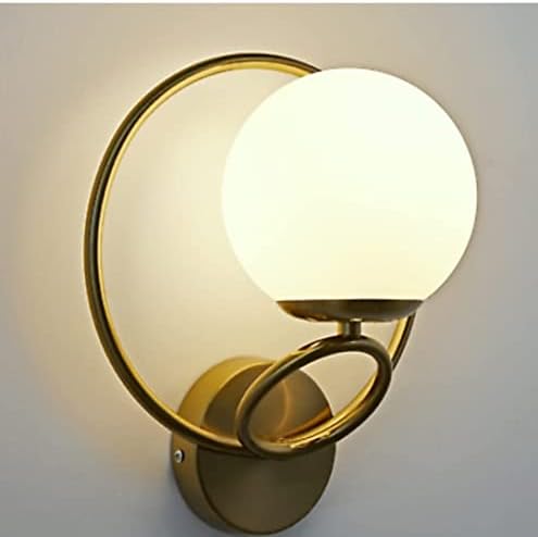 C&K Fancy Lights Sparkle Golden Wall Sconce Light, White Glass Globe ...