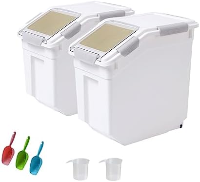 Amazon.com: Qiveno Airtight Flour Storage Container 25 lb Rice Storage ...