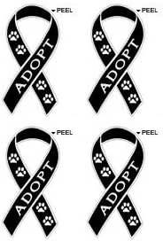 Amazon.com - Adopt - Pet Adoption Awareness Ribbon - Black - Set of 4 ...