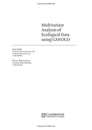 Multivariate Analysis of Ecological Data using CANOCO 1, Lepš, Jan, Petr ?milauer - Amazon.com
