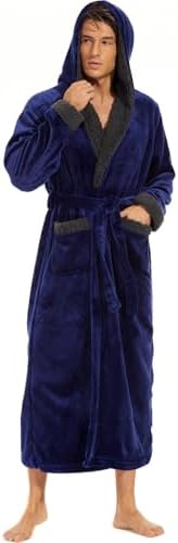 ccko Mens Robe with Hood, Big and Tall Warm Soft Plush Robes for Men ...
