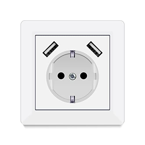 USB Socket, Max 5 V 3.4 A, Earthing Contact Schuko Socket, Wall Socket ...
