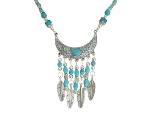 Amazon.com: Turquoise Feather Necklace, handmade jewelry southwestern ...