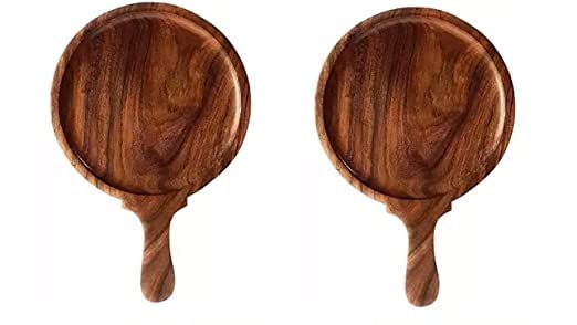 Buy Anaya Afroz Wood Hand-Crafted Wooden Pizza & Snack Serving Plate/Tray/Dish for Kitchen/Home ...