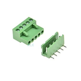 10SETS HT3.96 5pin 3.96MM Pitch Right Angle pluggable Screw Terminal ...