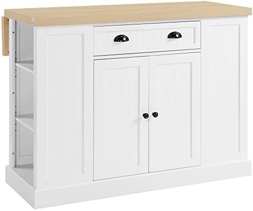 Amazon.com: HOMCOM Kitchen Island with Storage Cabinet and 2-Level ...