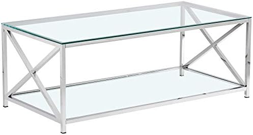 Charles Jacobs Clear Glass Coffee Table with Mirrored Finish Chrome ...