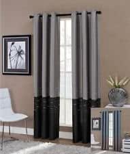 Amazon.com: Horizon Grommet Lined Curtain Panel Black/Grey 50"W x 63"L ...