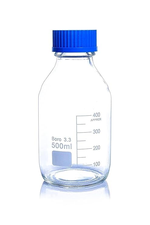 VVS Borosilicate Glass reagent bottle 500ml with leak proof Blue Screw ...