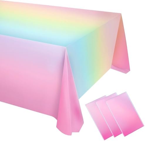 Amazon.com: Sparkle and Bash 3 Pack Plastic Ombre Rainbow Tablecloth ...