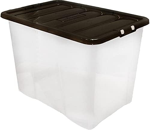 5 x 80 Litre Stackable Plastic Storage Boxes with Clear Lid : Amazon.co ...