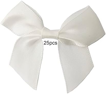 Amazon.com: 30PCS Small Bows for Crafts, Self Adhesive White Satin Bows ...