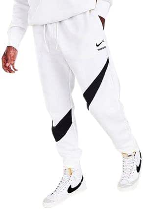 Amazon.com: Nike Men's White/Black Sportswear Swoosh Tech Fleece Pants ...