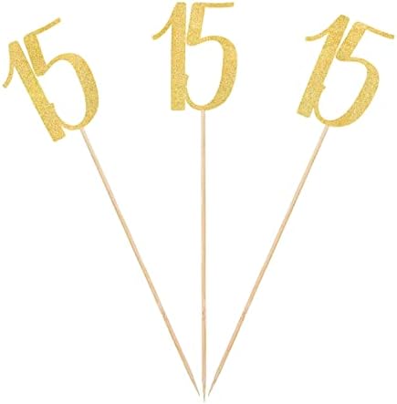 Amazon.com: Gold Glitter 15th Birthday Centerpiece Sticks, 12-Pack ...