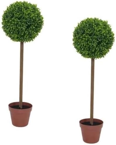 Pair of Artificial Box Topiary Ball Trees in Weighted Plastic ...
