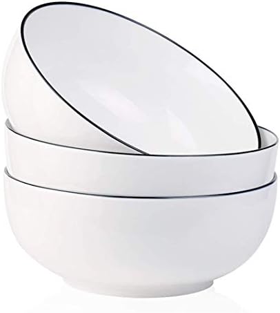 YOLIFE Porcelain Large Serving Bowls 1600 ML, 20 cm Wide Big Bowls Set ...