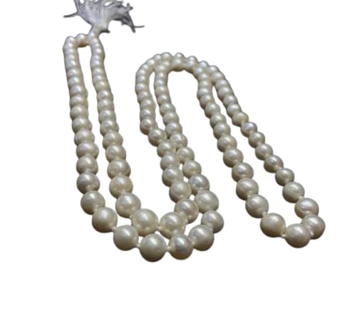 Galaxy Gems Real Pearl Mala With Certificate Round Southsea Freshwater ...