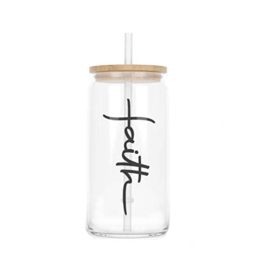 Amazon.com: Faith Coffee Cup - Iced Coffee Glass with Minimalist Design ...