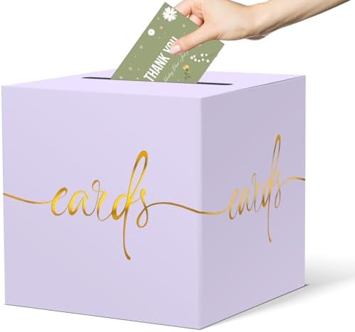 Amazon.com: CINSOEN Light Purple Card Box with Gold Foil Design ...