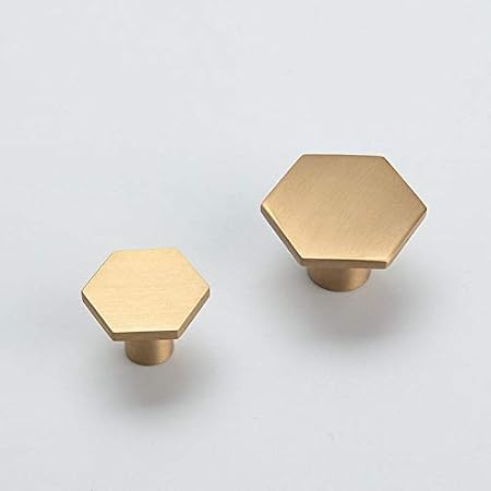 Solid Brass Hexagon Kitchen Cabinet Knobs and Pulls Gold Drawer Dresser ...