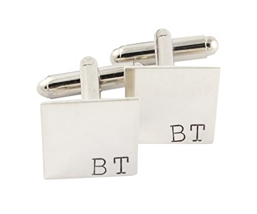 Amazon.com: Cufflinks - Personalized Initials - Sterling Silver Square ...