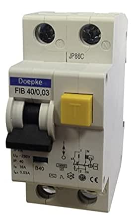 Doepke Double Pole RCBO Circuit Breaker - 40A : Amazon.co.uk: DIY & Tools