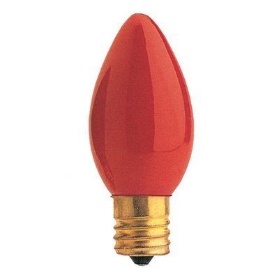 25 Pack 7 Watt C9 Ceramic Red Incandescent Light Bulb, Intermediate ...