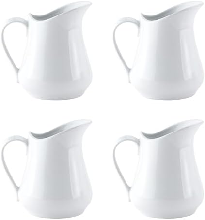 WestCH 4 PCS 80ml White Milk Jug,Mini Ceramic Sauce Jugs,Small Gravy ...