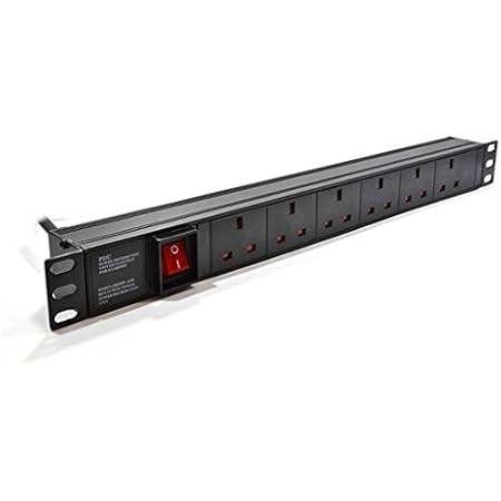Dynamode 6 Way PDU Extension Lead- 13A Multi Plug Switched Power Distribution Unit (PDU) Rack ...