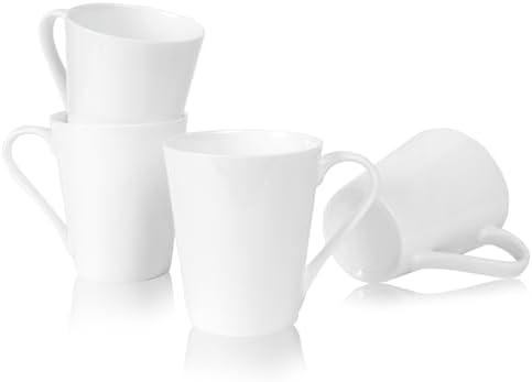 Amazon.com: COSTAMNCE Fine Bone China Mugs,12 Oz White Coffee Mugs Set ...