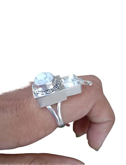 Amazon.com: White Howlite Poison Ring, Handmade Secret Box Ring, 925 ...