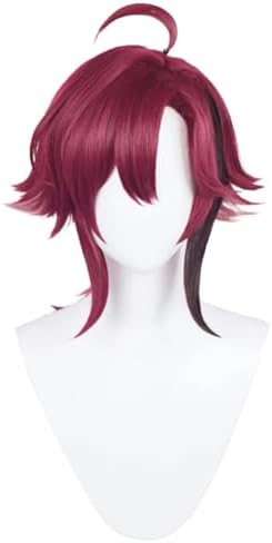 Amazon.com: Heizou Shikanoin Wig Cosplay Genshin Impact Wine Red Medium ...