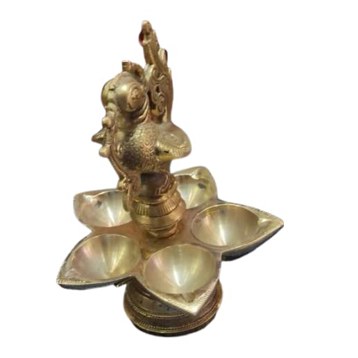 Buy 5 Dia Stand Pure Brass Diya for Puja Temple Decoration Online at ...