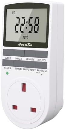 Electronic digital mains Timer Socket Plug-in with LCD Display 12/24 ...