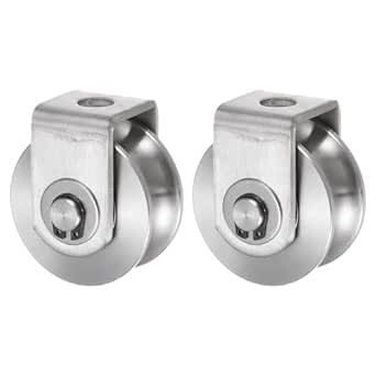 uxcell 2pcs U Groove Track Wheel, 1.89" 201 Stainless Steel Sliding ...