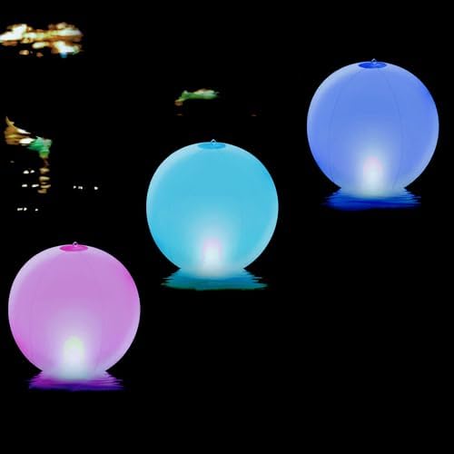 Amazon.com : SEMANJLL 2 Pack Solar Powered Floating Pool Light Balls ...